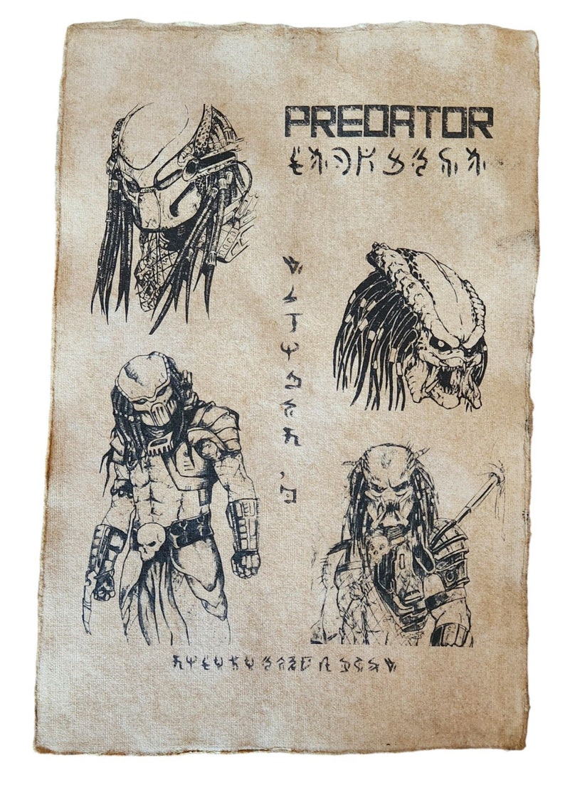 Predator Aged Printed Sketchbook Pages, Halloween Movie Prop 8.5 X 11 ...