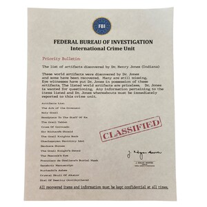 Indiana Jones Wanted Poster Set, Wall Art, Halloween Prop - Etsy