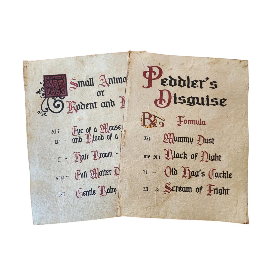 Evil Queen Witches Spell Book Aged Printed Book Pages Peddler's ...
