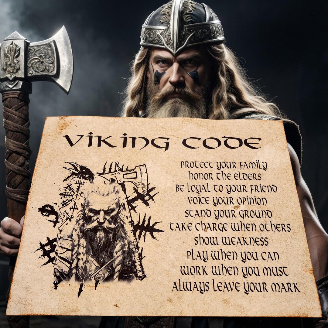 The Viking Code Aged Tea Stained Printed Poster on Hand Made Paper 8.5 ...