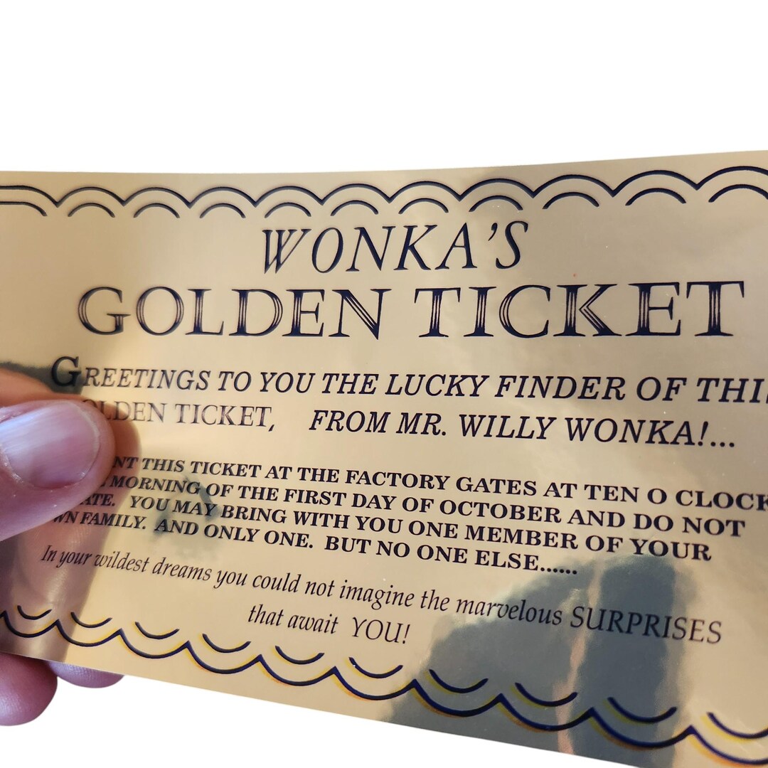 Wonka Golden Ticket (1971) Movie Actual Size and Screen Correct Fonts ...