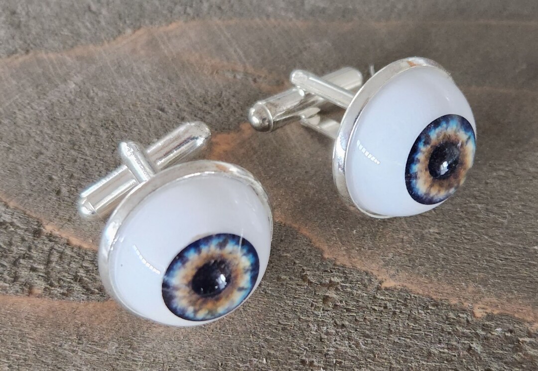 Dead Head Props - Realistic Eyeball Cufflink Pair Blue Eyeball Jewelry ...