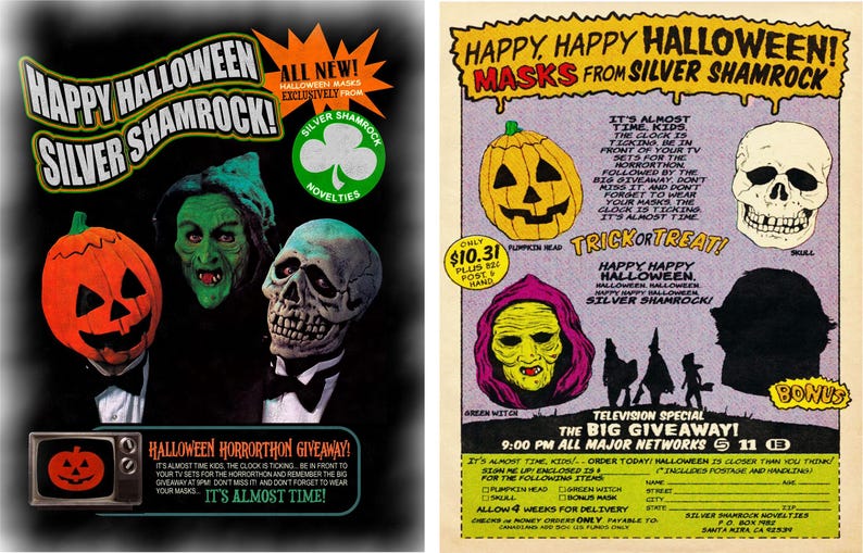 Silver Shamrock Halloween Iii Aged Printed Mask Ads Posters 2 Posters