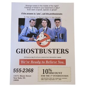 Ghostbusters Movie Flyer and You Cut Business Cards Pages Printed on ...