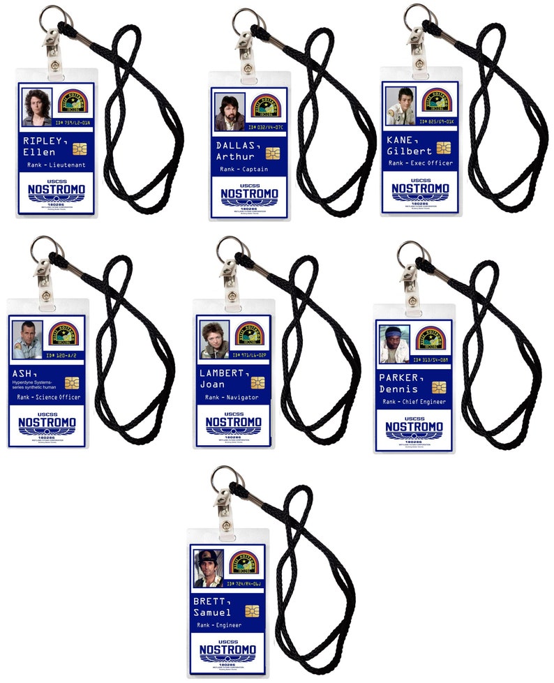 Alien USCSS Nostromo Crew ID Photo Pass Badge Set Prop Collection ...