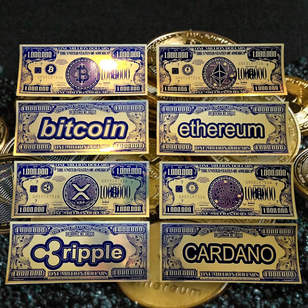 Cryptocurrency Million Dollar Bill, Mirror Gold Vinyl Stickers, Set of ...