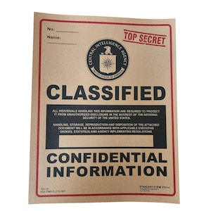 Set of 3 FBI, CIA, MI6 Top Secret Classified Card Stock Cover Sheets 8. ...
