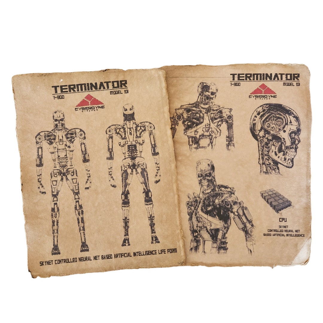 Terminator, T-800 Cyberdyne Systems, Sky Net Aged Printed Watercolor ...