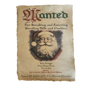 2 X Grinch and Santa Aged Printed Wanted Posters Pages, Christmas Prop ...