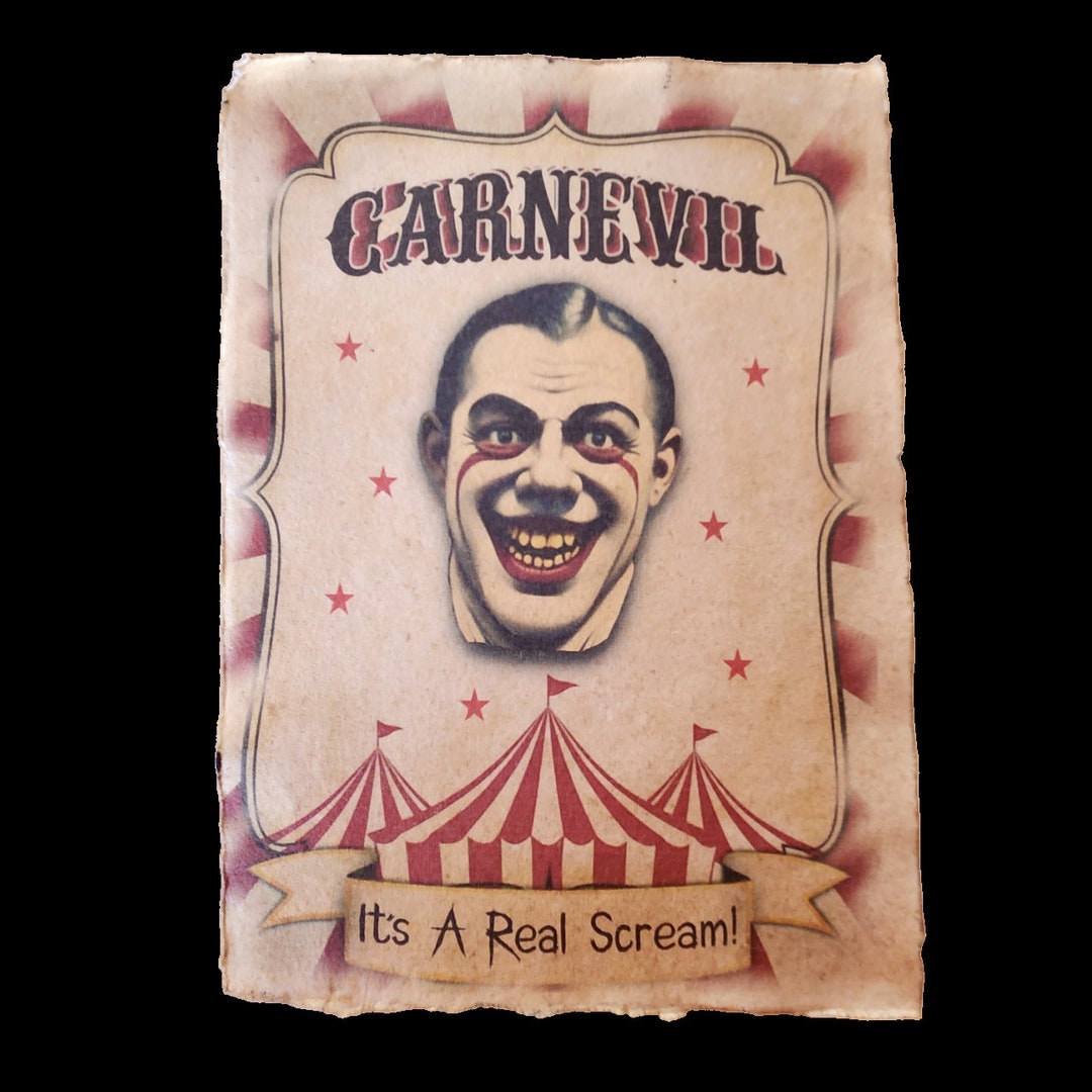 Carnevil Circus Aged Printed Poster, Halloween Prop Wall Art - Etsy