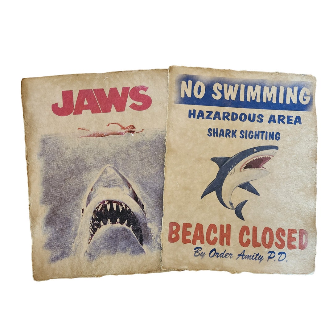 Jaws Aged Printed Movie Poster/beach Closed Set, Halloween Prop, Wall ...