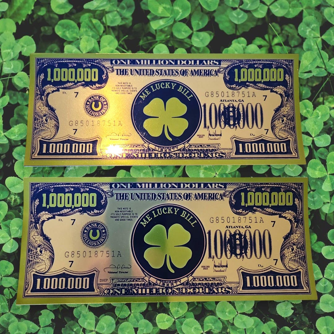Unique Me Lucky MILLION DOLLAR Bill Mirror Gold Vinyl Sticker or Gold ...