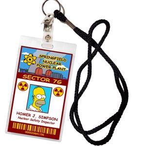 Homer Simpson of the Simpsons Springfield Power Plant ID Card Badge ...