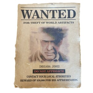 Indiana Jones Wanted Poster Set, Wall Art, Halloween Prop - Etsy