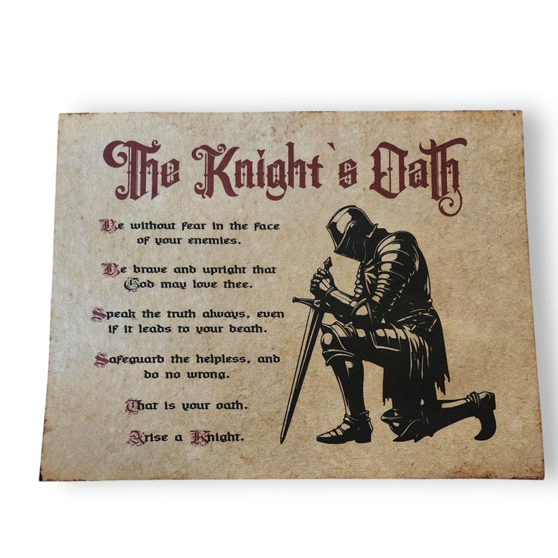 The Knight's Oath Printed on Vintage Aged Paper for Prop or Display ...