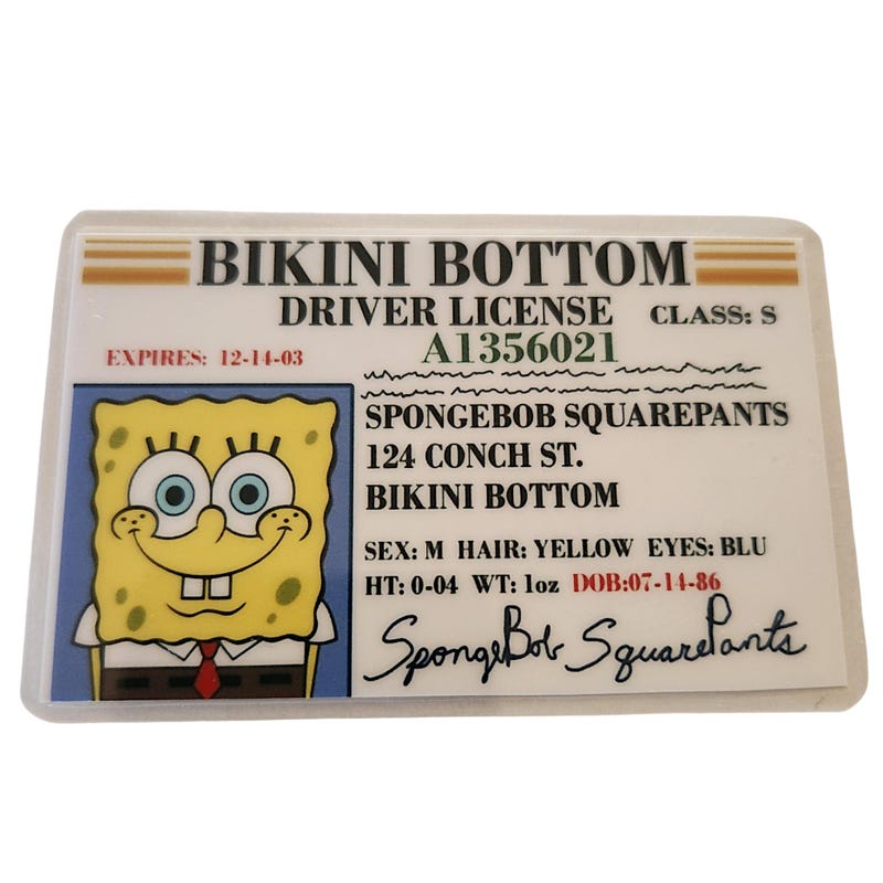 Spongebob Id Card - Etsy