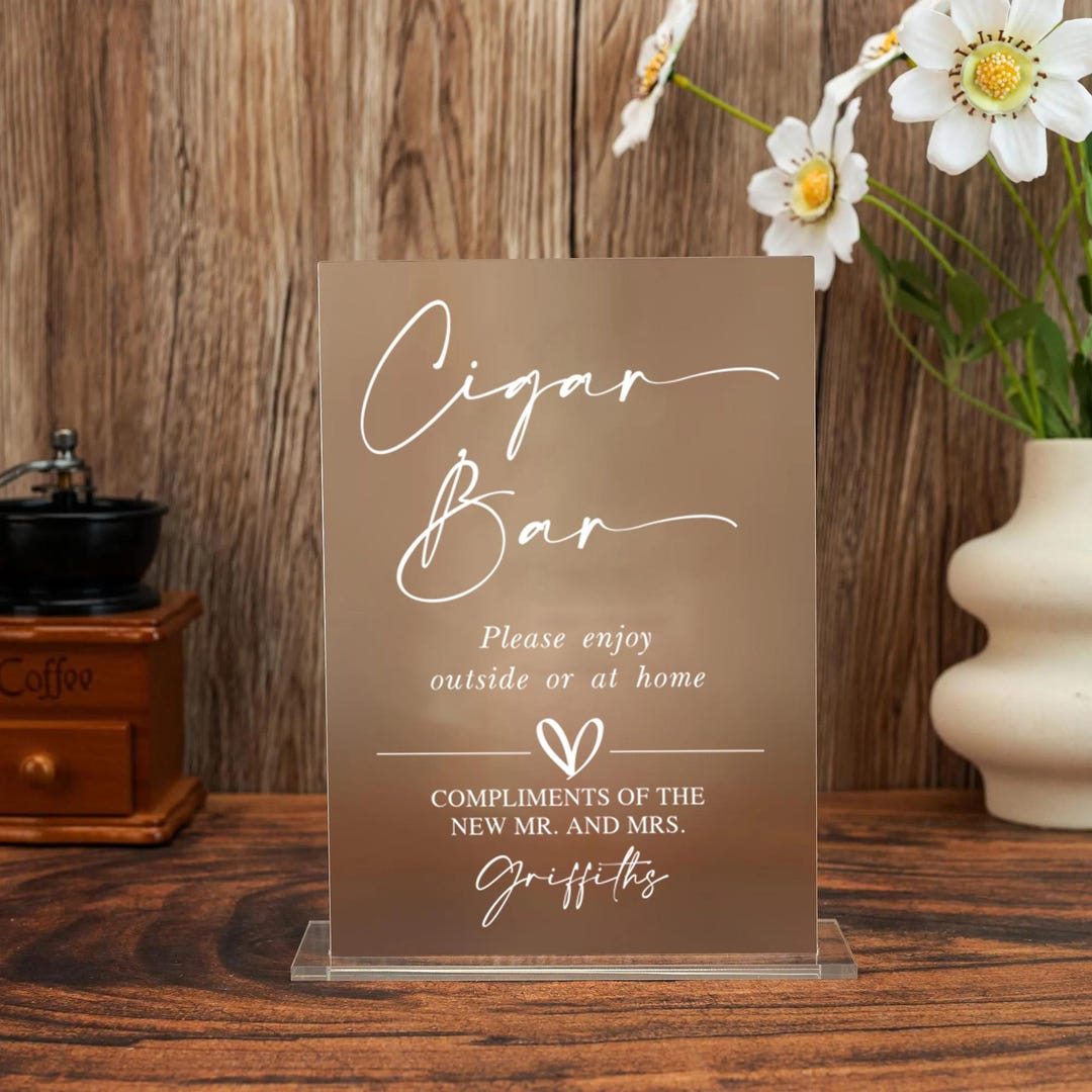 Minimalist Cigar Bar Sign, Wedding Cigar Sign, Cigar Table Signs ...