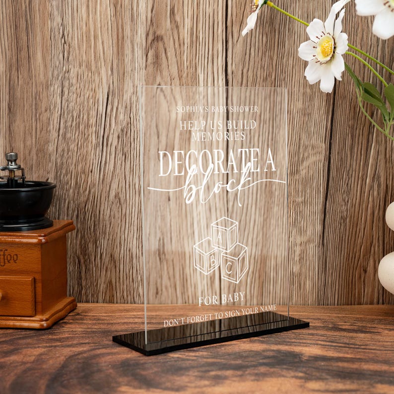 Decorate A Block Baby Shower Sign, Baby Shower Decorate a Block, Build ...