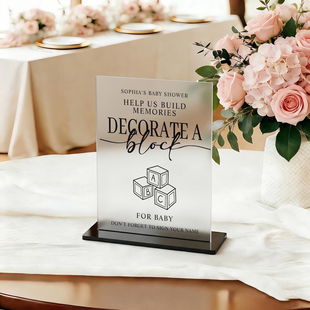 Decorate A Block Baby Shower Sign, Baby Shower Decorate a Block, Build ...