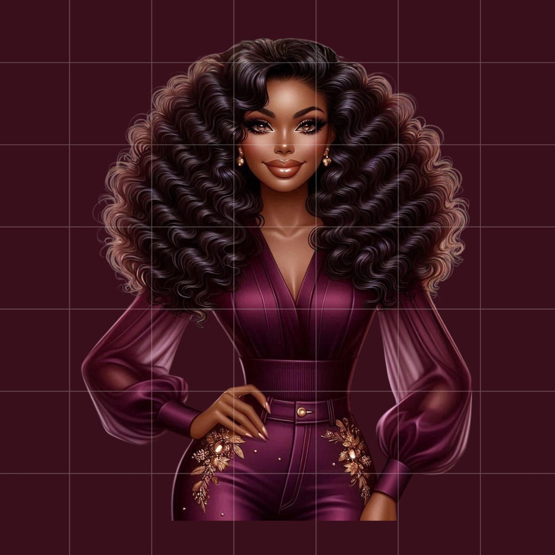 Deep Plum Black Woman Clipart: African American PNG Image - Etsy