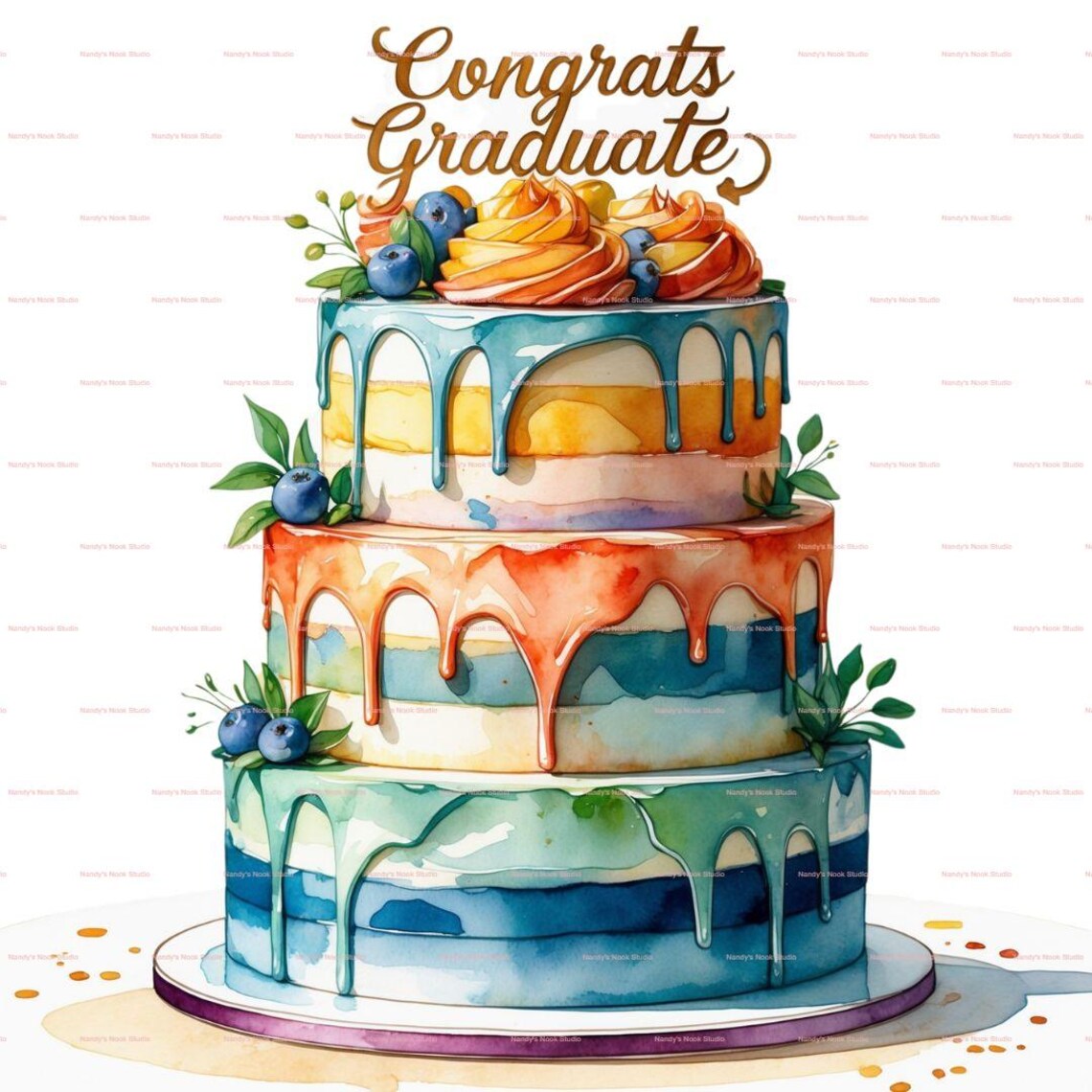 Watercolor Graduation Clip Art Bundle, Congrats Graduate 30 Jpgs Images ...