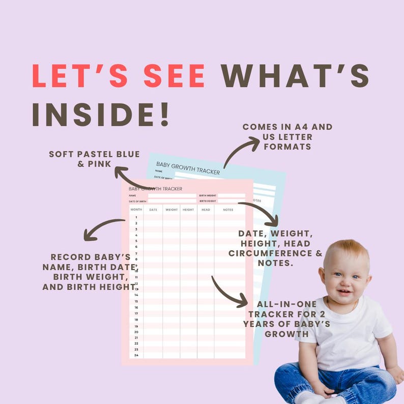 Baby Growth Tracker Printable – Newborn to 24 Months – Baby Milestone ...
