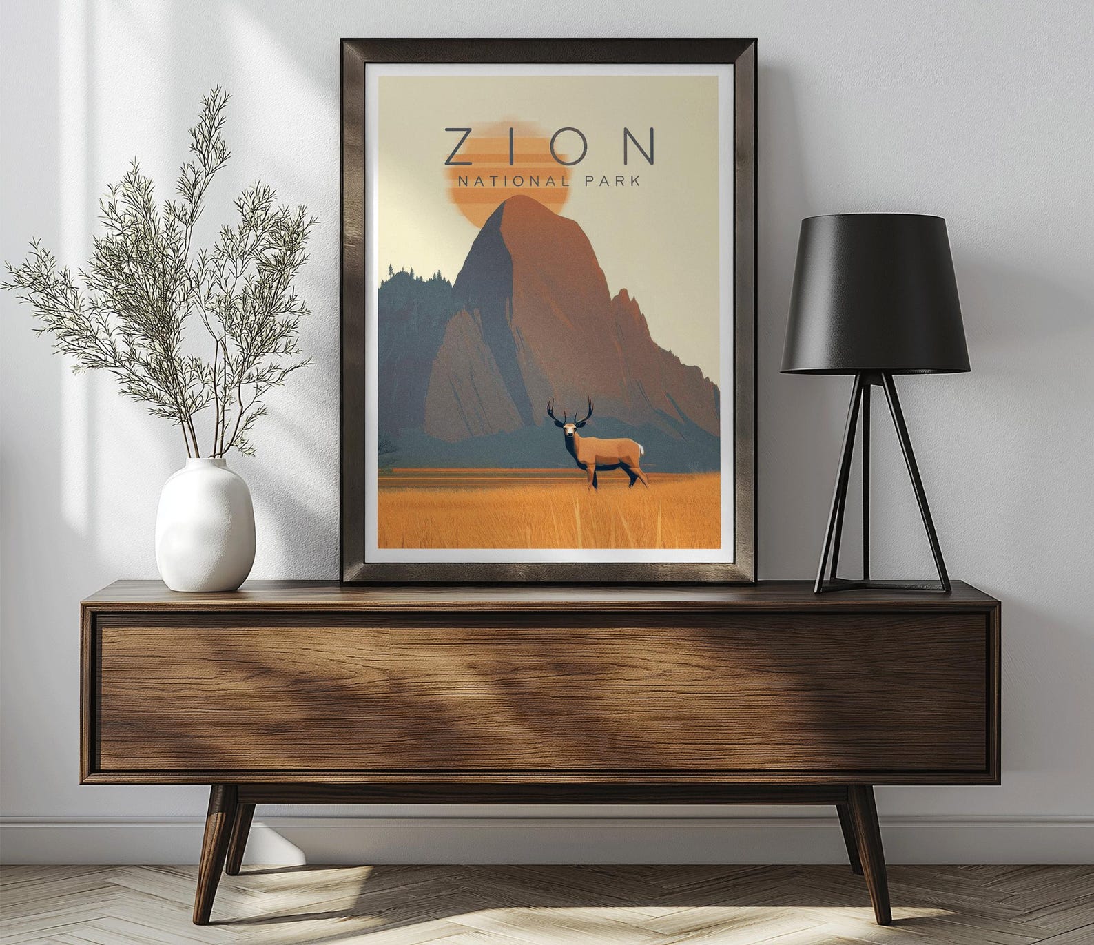 Zion Great White Throne and Deer Poster | Art Print | Variation #019 - Etsy