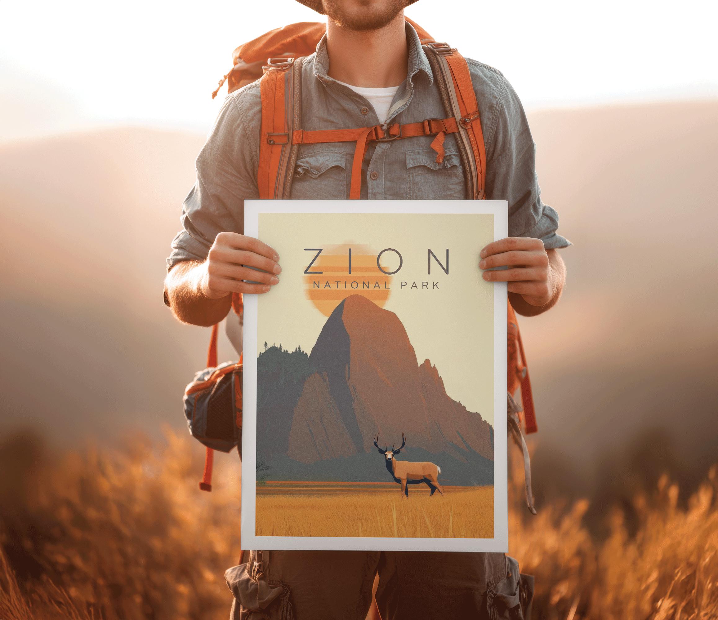 Zion Great White Throne and Deer Poster | Art Print | Variation #019 - Etsy