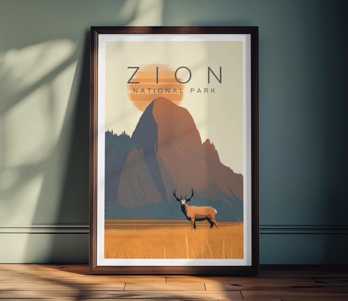 Zion Great White Throne and Deer Poster | Art Print | Variation #019 - Etsy