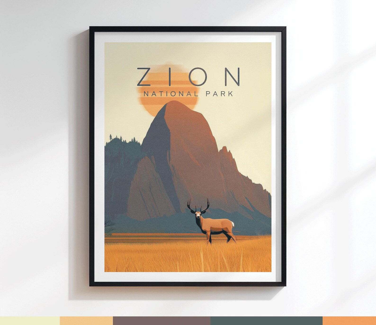 Zion Great White Throne and Deer Poster | Art Print | Variation #019 - Etsy