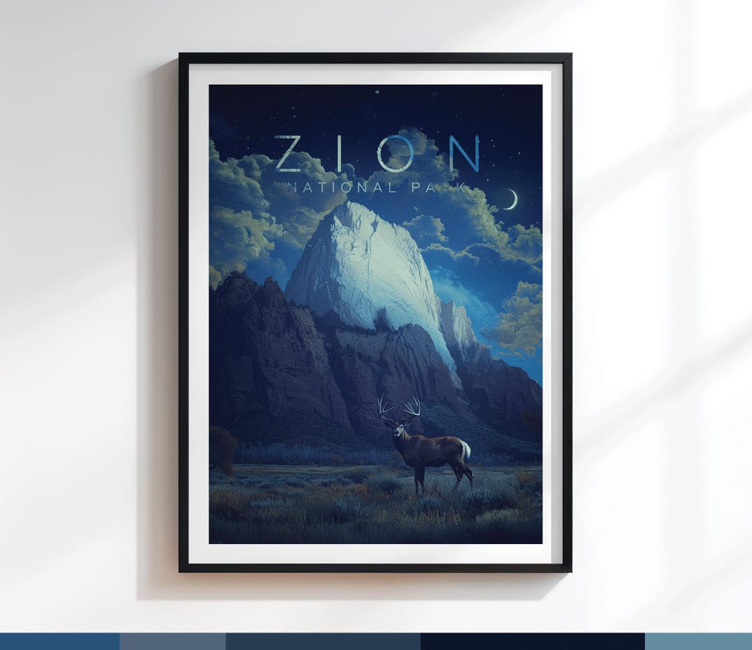 Zion Great White Throne and Deer Poster | Art Print | Variation #015 - Etsy