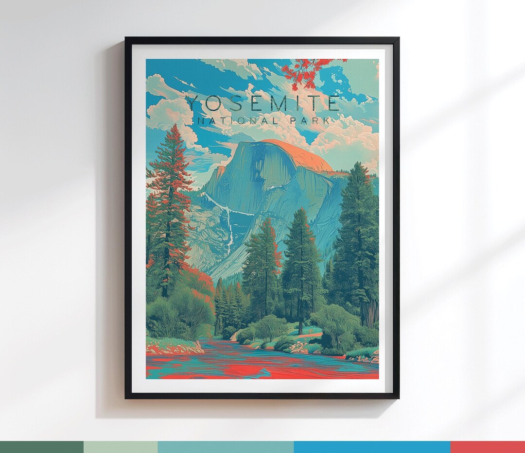 Yosemite Half Dome From Valley Poster | Art Print | Variation #094 - Etsy