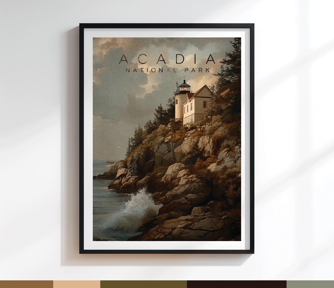 Acadia Lighthouse Poster | Art Print | Variation #056 - Etsy