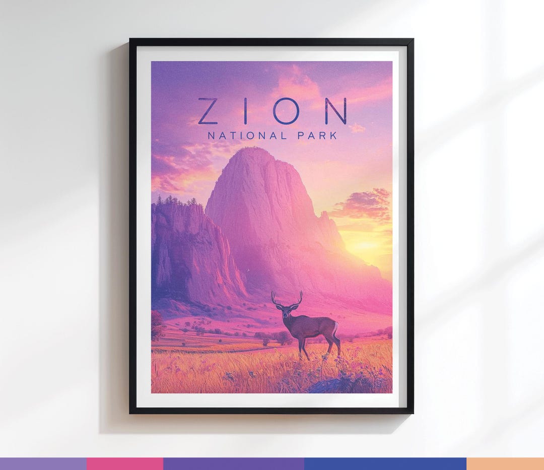 Zion Great White Throne and Deer Poster | Art Print | Variation #002 - Etsy