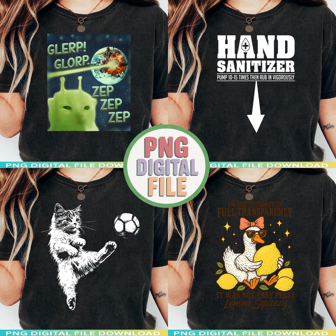 Funny Cat Meme PNG Bundle, Alien Brainrot Humor, Goose Lemon Squeezy ...