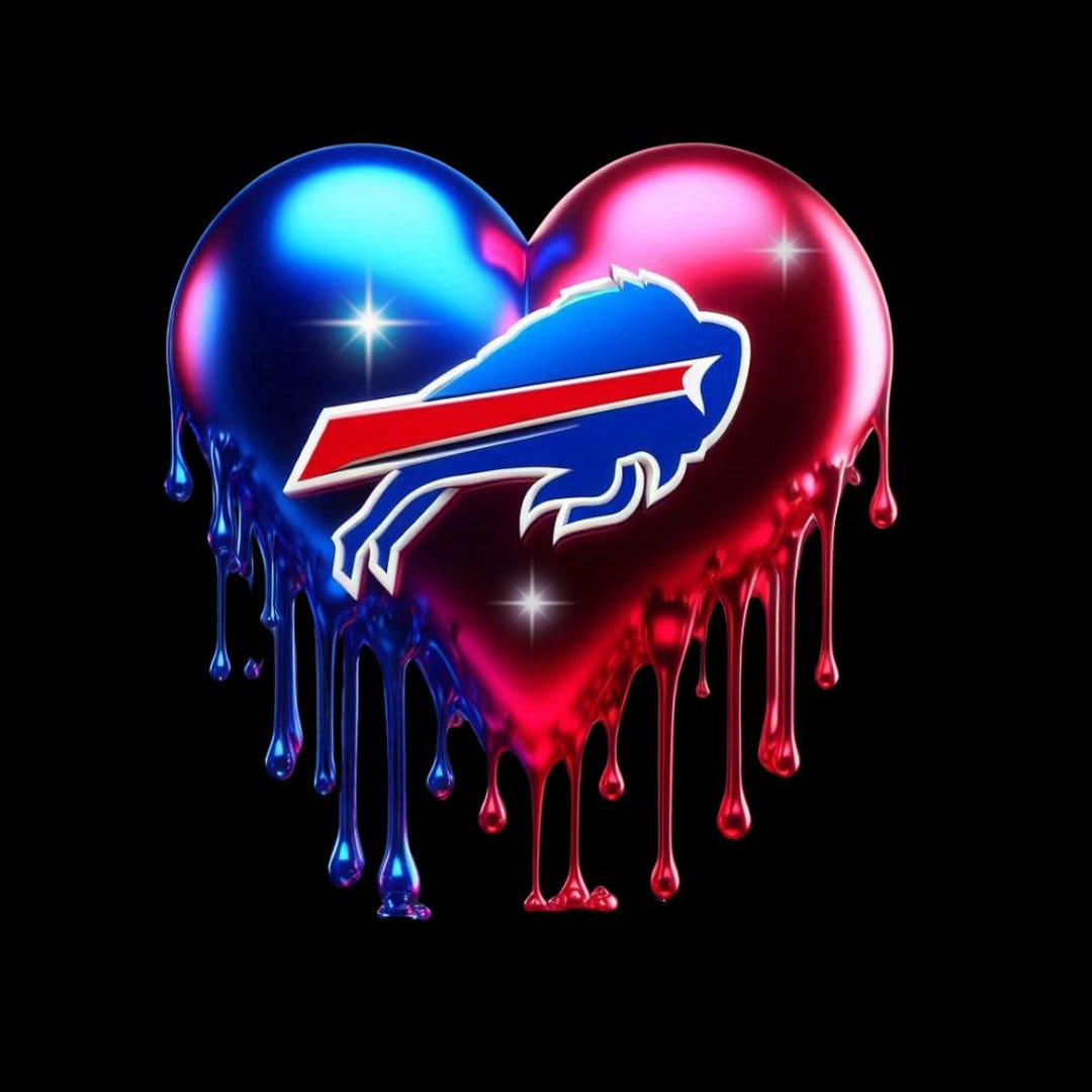 Buffalo Red and Blue Dripping Heart, Png, Digital File, Transparent BR ...