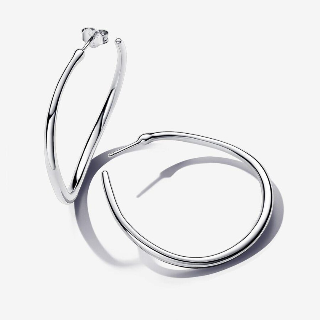 Pandora 925 Organically Shaped 32 Mm Hoop Earrings - Etsy