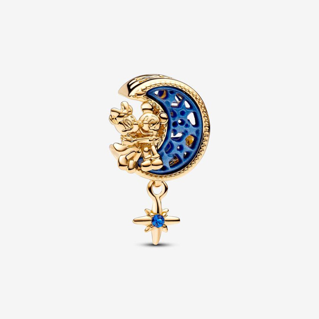 Pandora Mickey Mouse & Minnie Mouse Crescent Moon Charm - Etsy