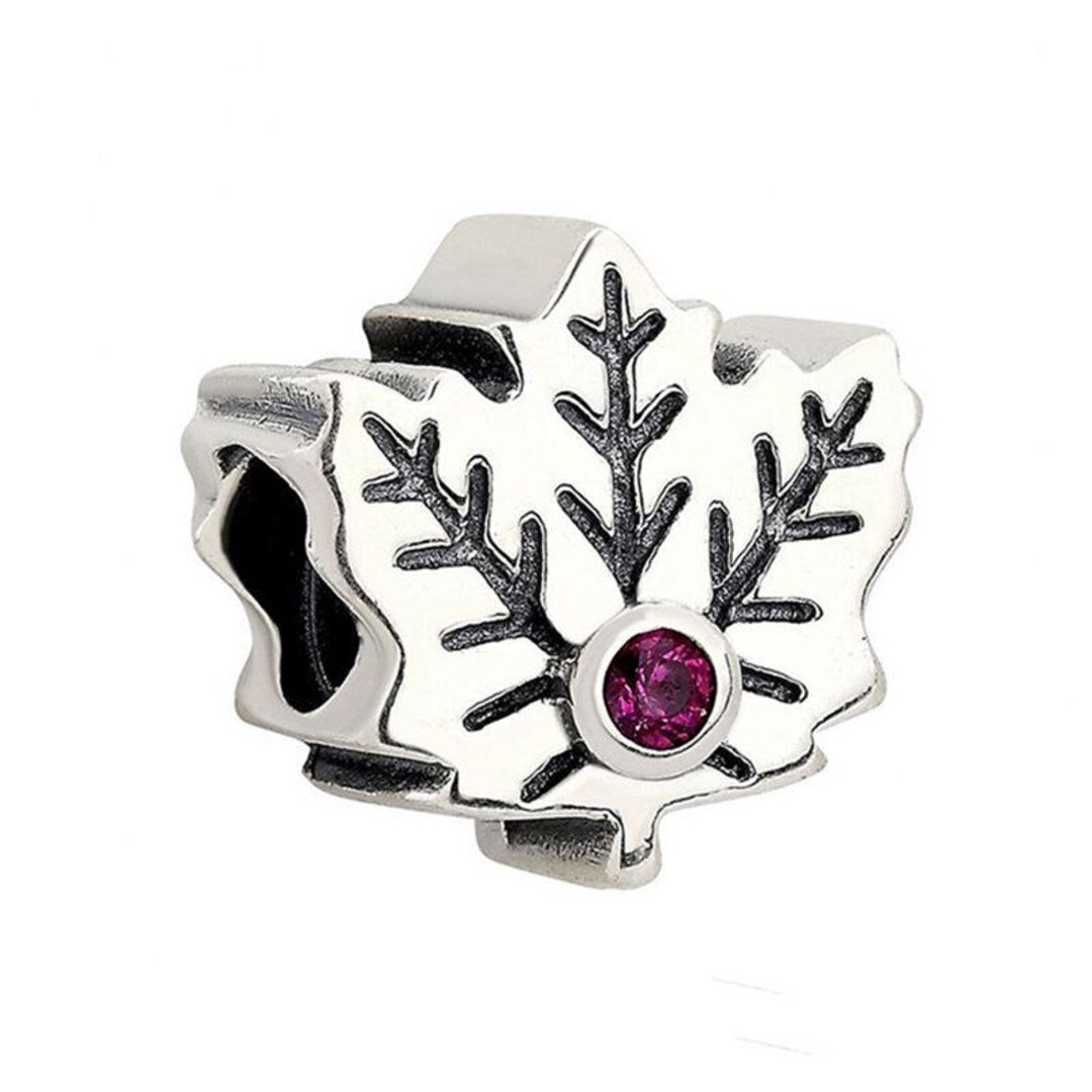 Pandora Canada Maple Leaf Red Sinthetic Ruby Charm Bead - Etsy