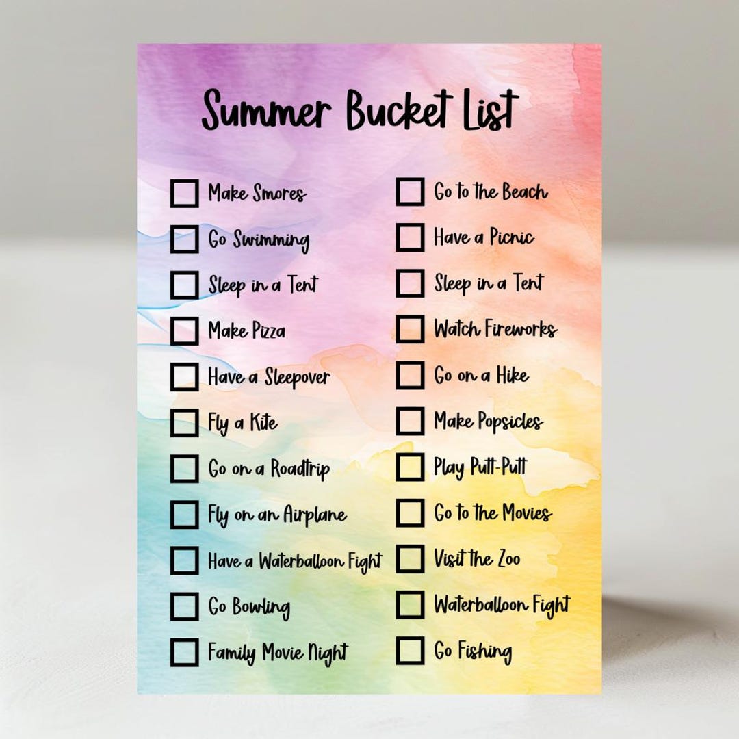 Summer Bucket List, Editable Printable - Etsy