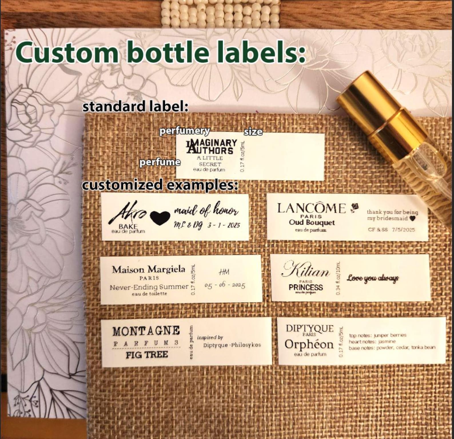 Diptyque Orphéon: Custom Labeled Mini-perfume - Etsy