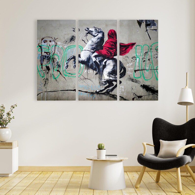 Banksy Napoleon Crossing the Alps Print Wall Art Canvas. Printed Smooth ...
