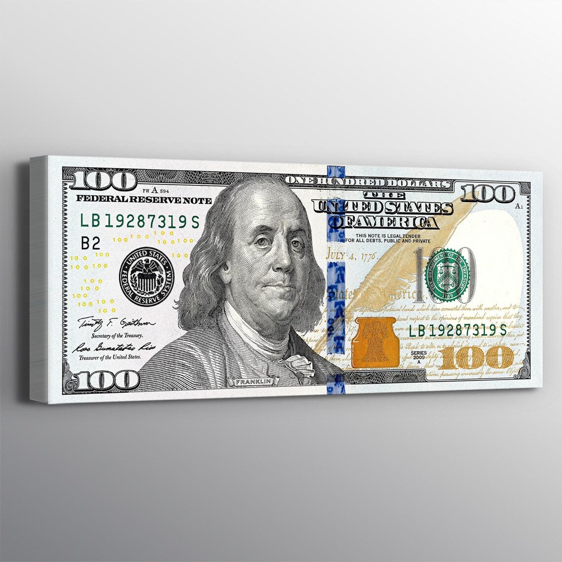 Original Benjamin 100 Dollar Bill Money Press Print Wall Art Canvas ...
