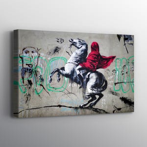 Banksy Napoleon Crossing the Alps Print Wall Art Canvas. Printed Smooth ...