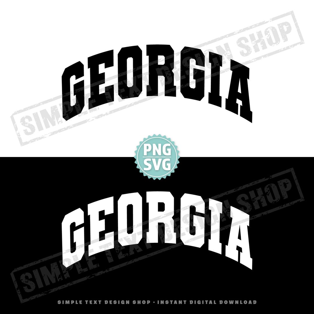 Georgia State Arched Text Design PNG SVG, US States Svg, Varsity Font ...