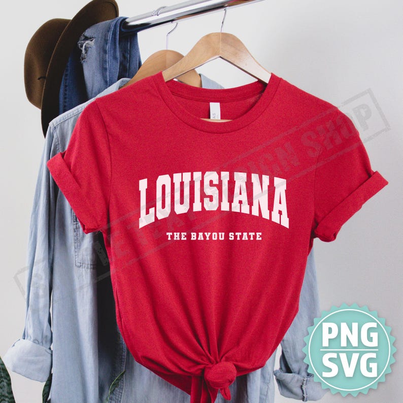 Louisiana the Bayou State SVG + PNG Digital Files, Arched Varsity Font ...