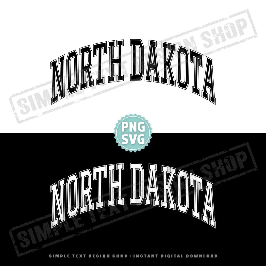 North Dakota State Arched Vintage Text Design SVG PNG, Graduate Font ...