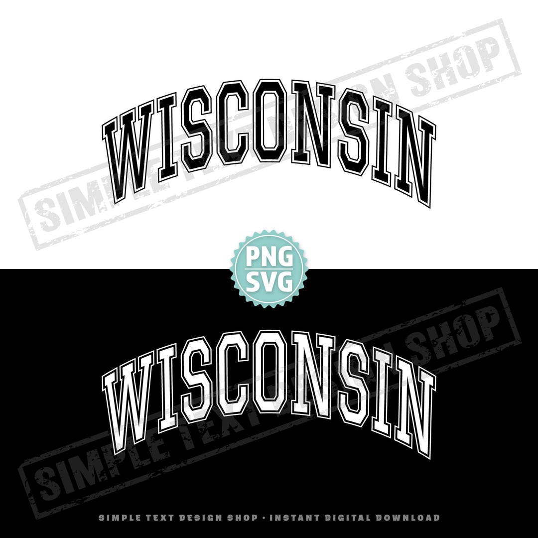 Wisconsin State Arched Vintage Text Design SVG PNG, Graduate Font ...