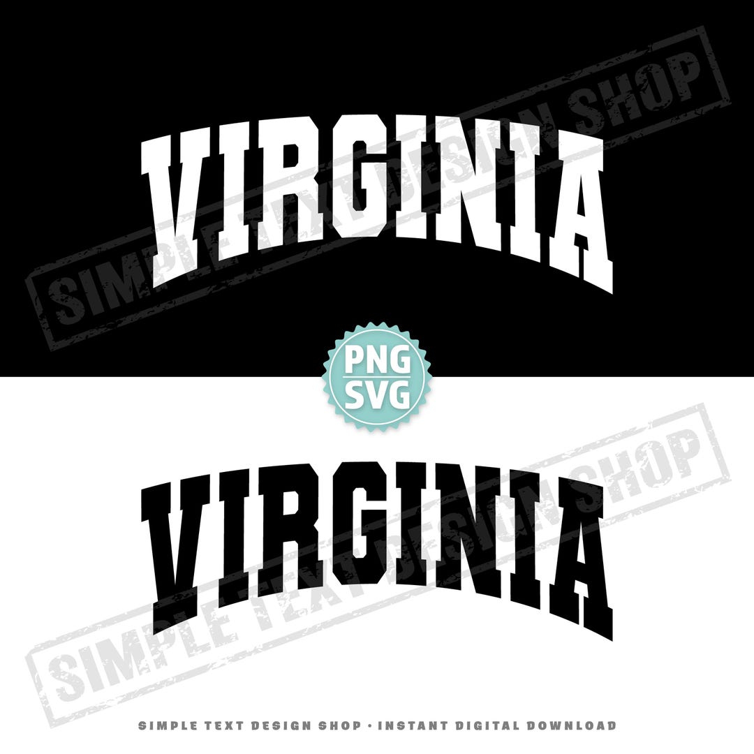 Virginia State SVG + PNG Digital Files, Arched Varsity Font Designs ...