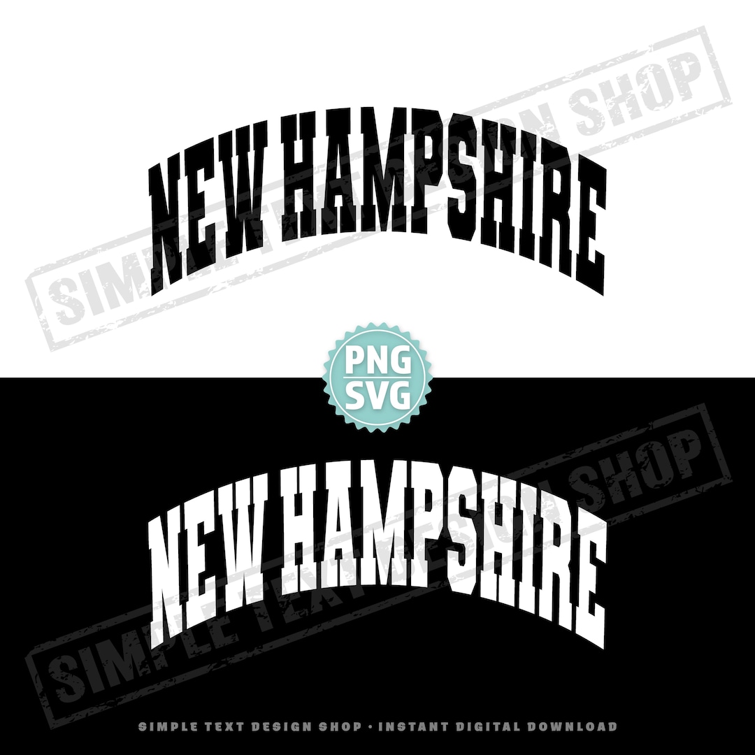 New Hampshire State Arched Text Design PNG SVG, US States Svg, Varsity ...